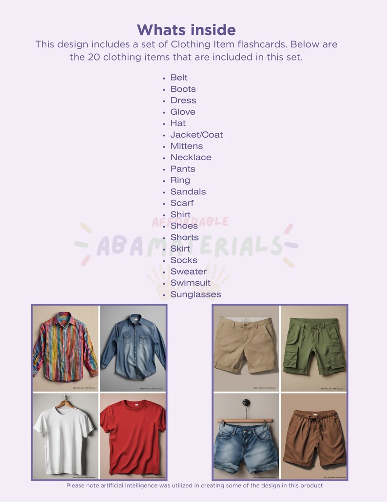 20 Cute Clothes Printable Flashcards - Flashcards for Kids and Teachers ...