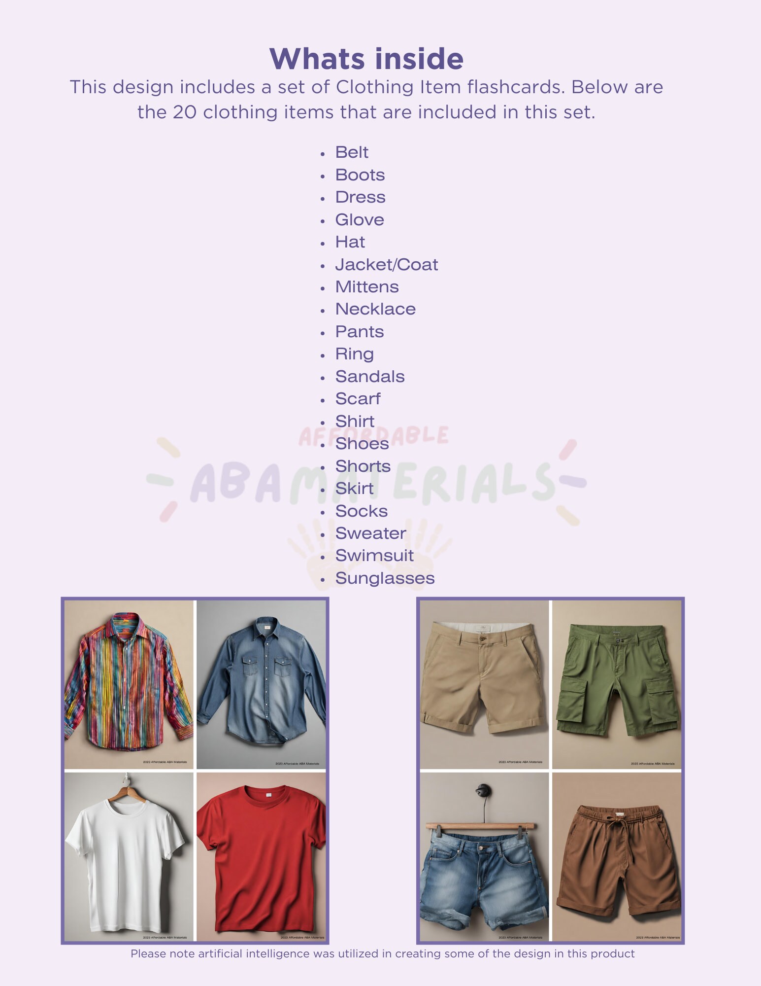 20 Cute Clothes Printable Flashcards - Flashcards for Kids and Teachers ...