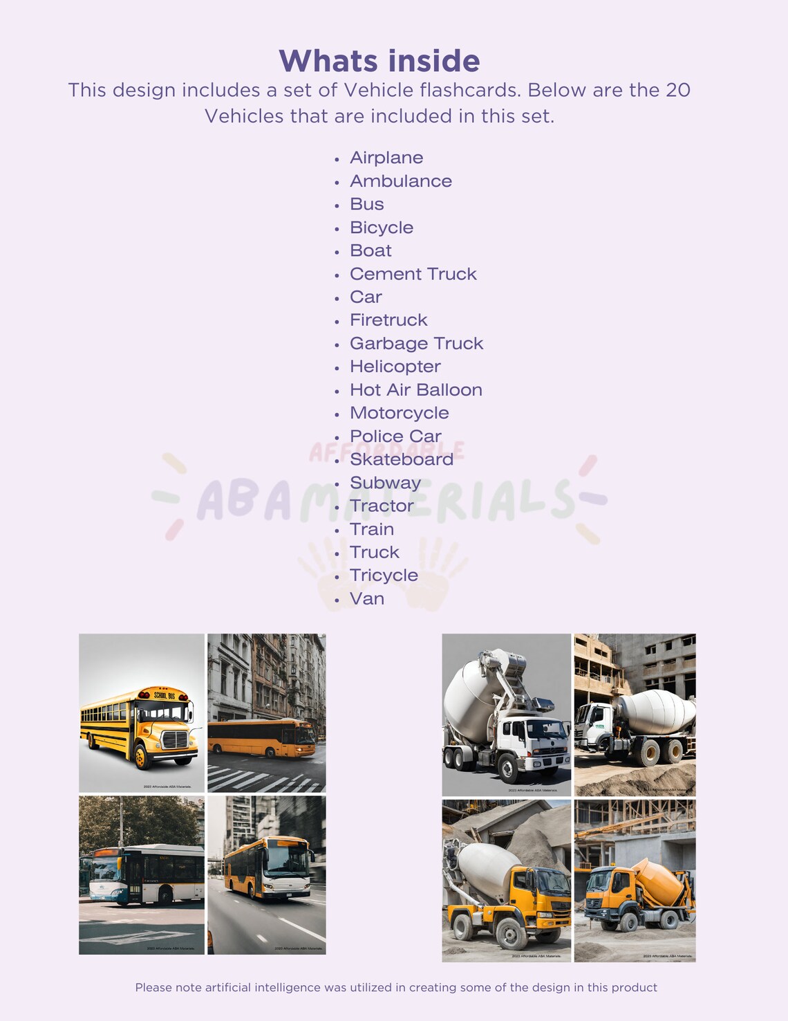 20 Transport Vehicles Flash Cards, Montessori Learning Preschool ...