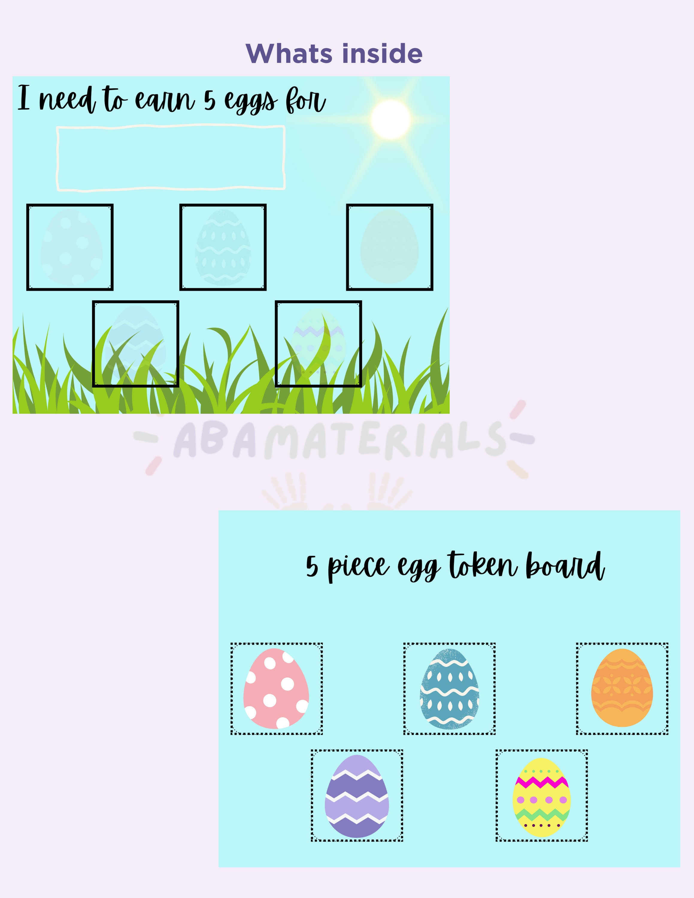Printable Easter Egg Token Economy System - 5 Piece Token Board Reward ...