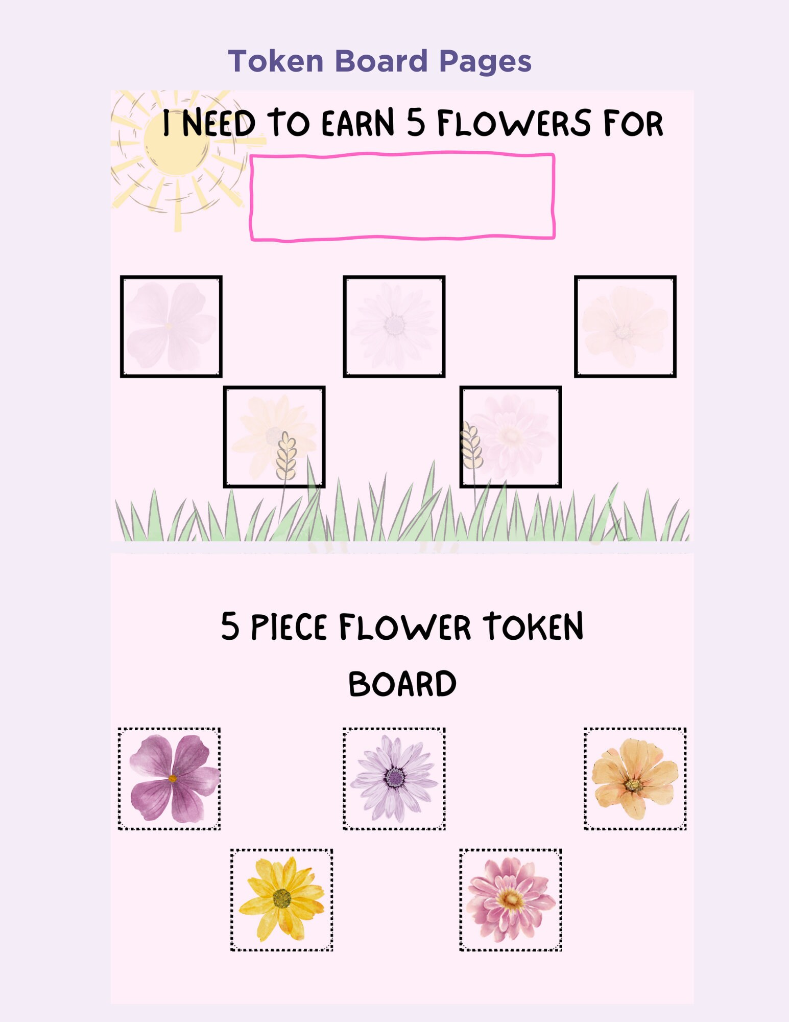 Cute Spring Flower Themed Bundle- Printable 5 Piece Token Economy ...