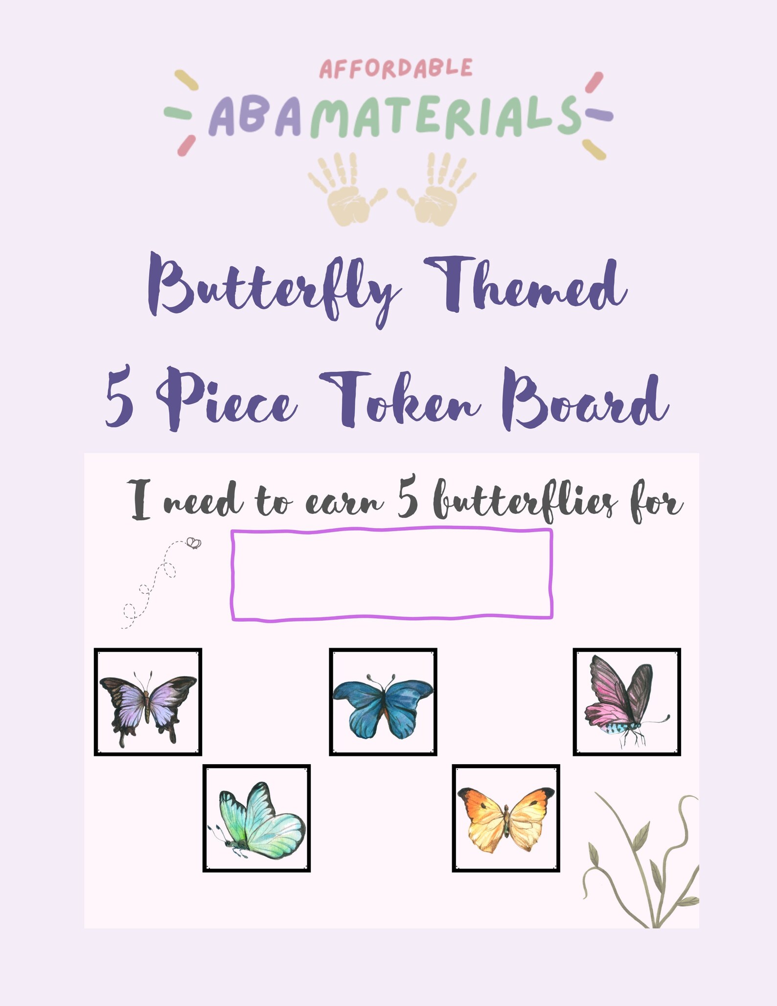 Butterfly Themed Token Board - Printable Springtime Behavior Reward ...