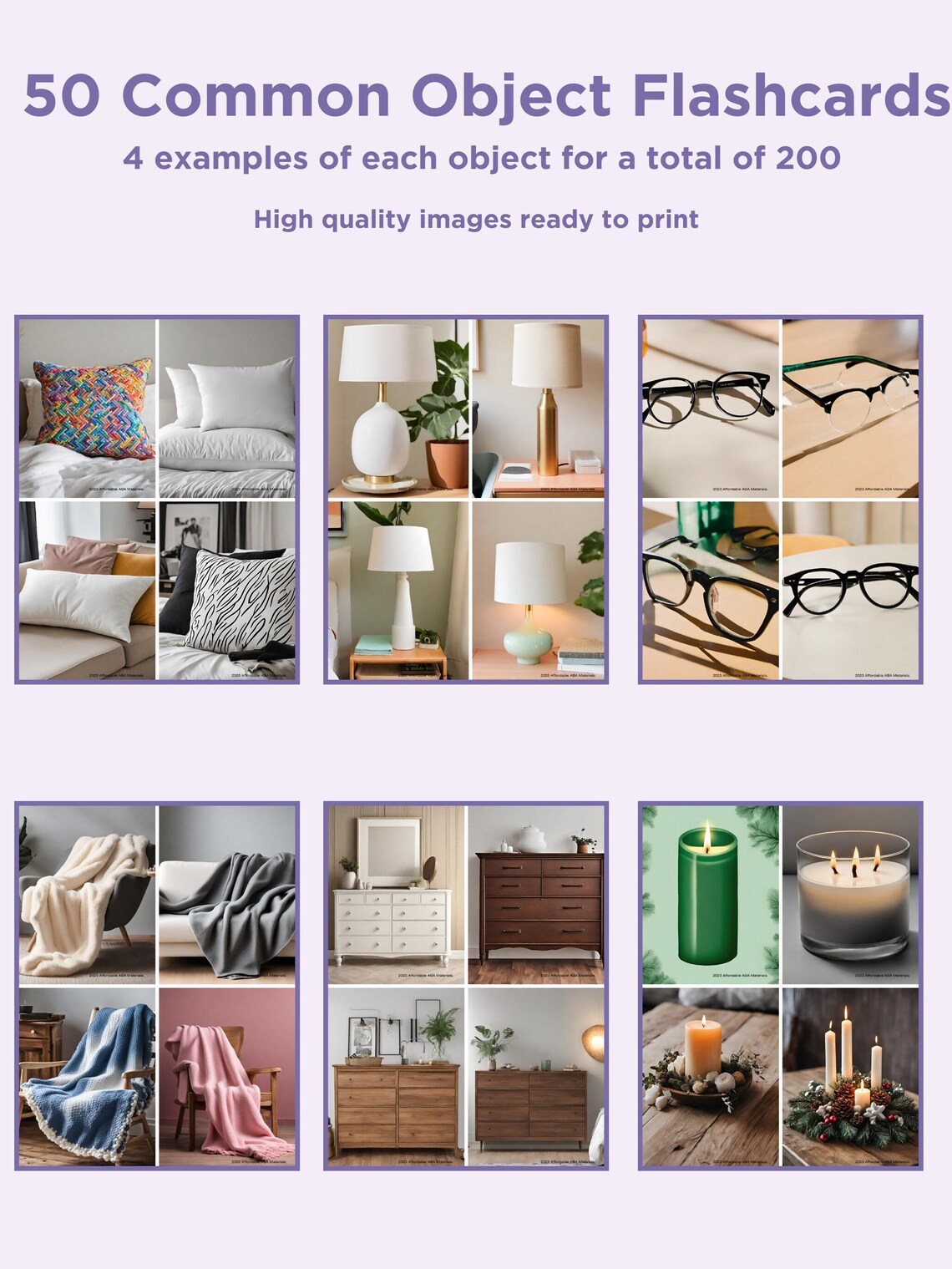 50 Common Object Flashcards- Printable Flashcards, ABA Therapy Material ...