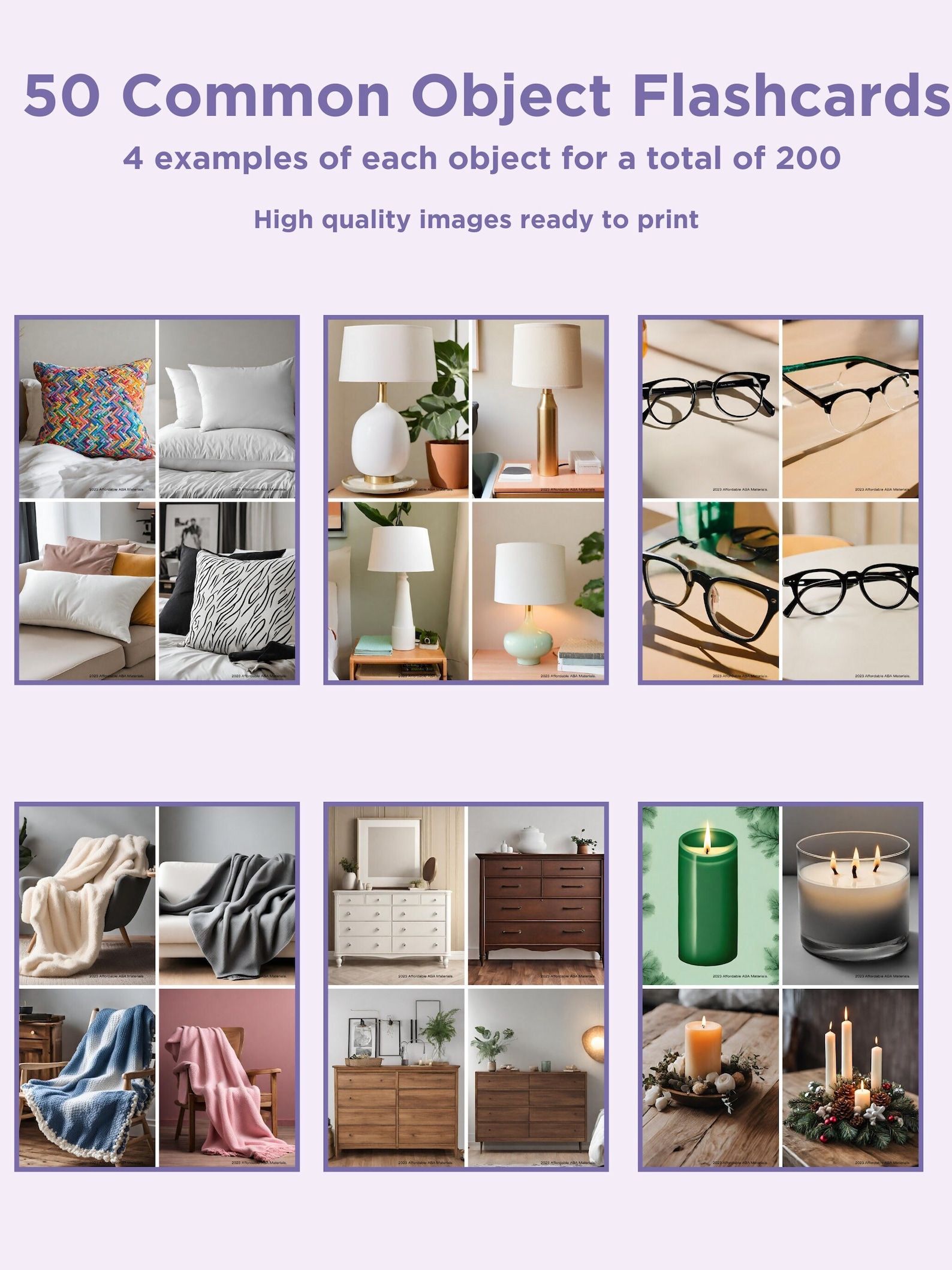 50 Common Object Flashcards- Printable Flashcards, ABA Therapy Material ...