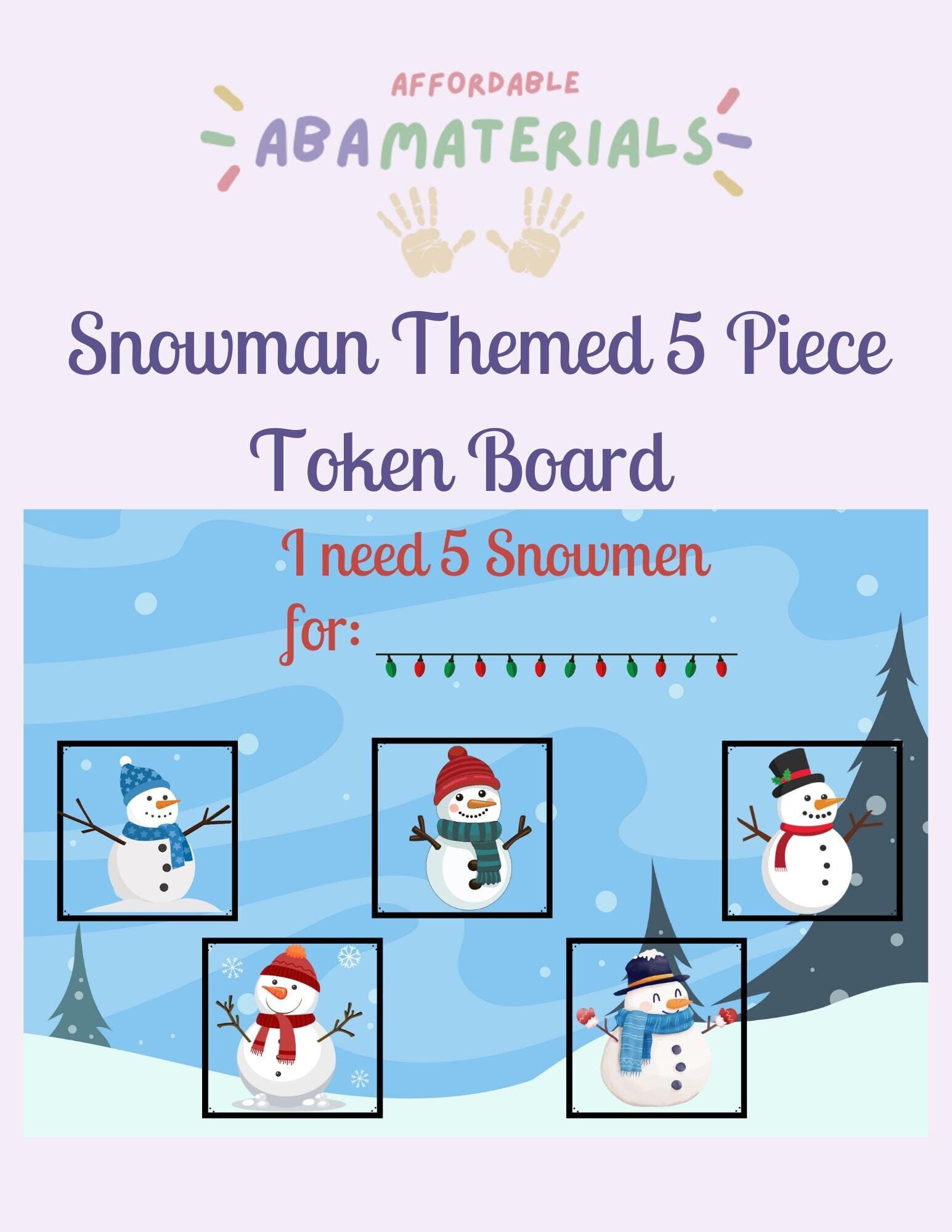 Snowman-themed Printable 5-piece Token Board-festive Print From Home ...