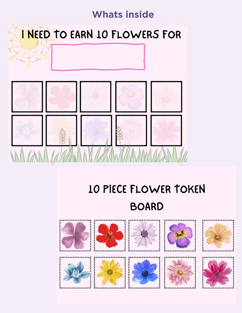 Printable Spring Flower Token Board- 10 Piece Token Economy System ...