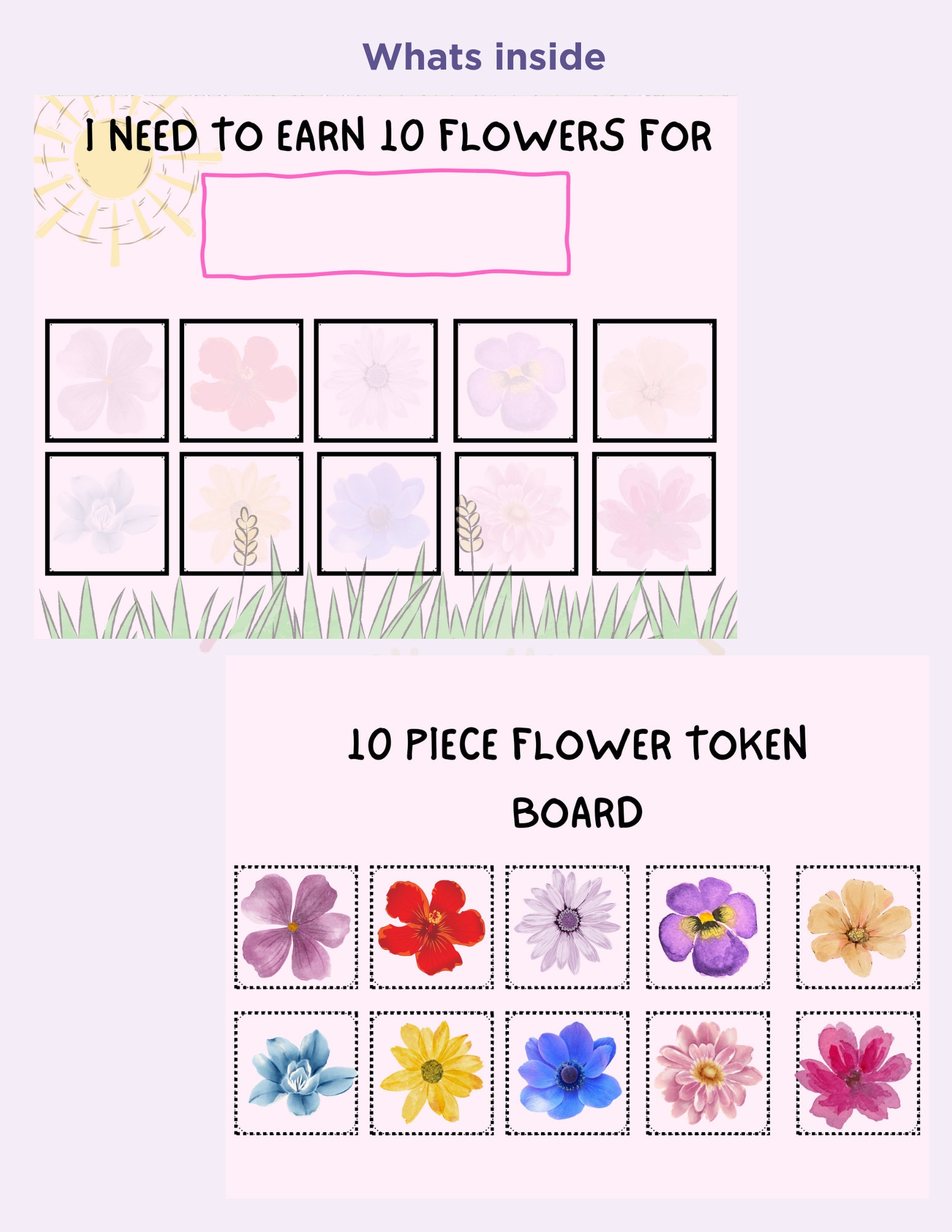 Printable Spring Flower Token Board- 10 Piece Token Economy System ...