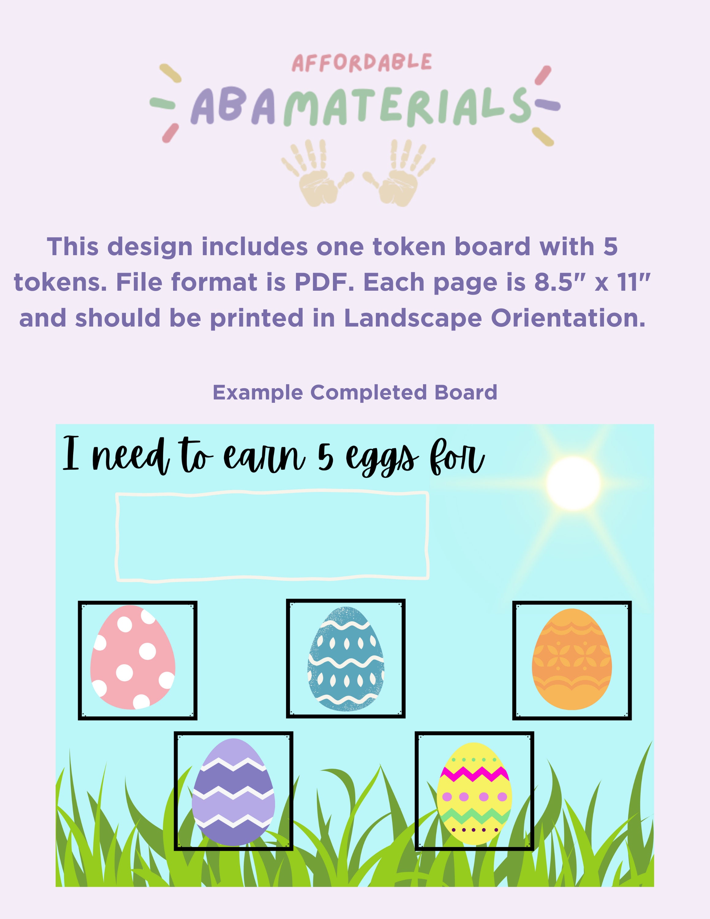Printable Easter Egg Token Economy System - 5 Piece Token Board Reward ...