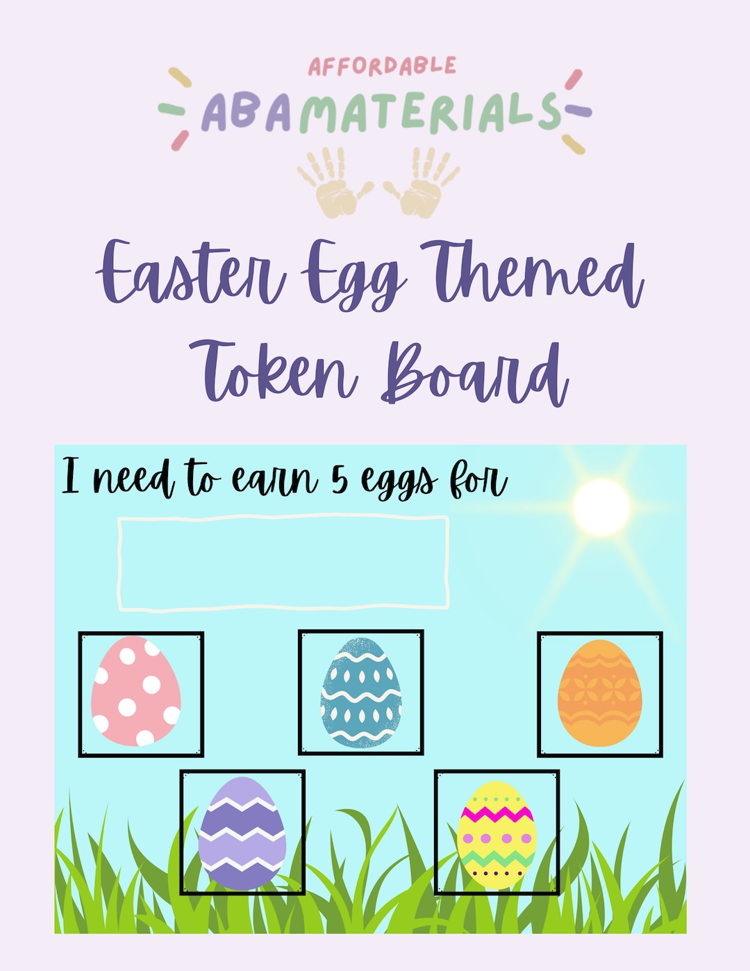 Printable Easter Egg Token Economy System 5 Piece Token Board Reward ...