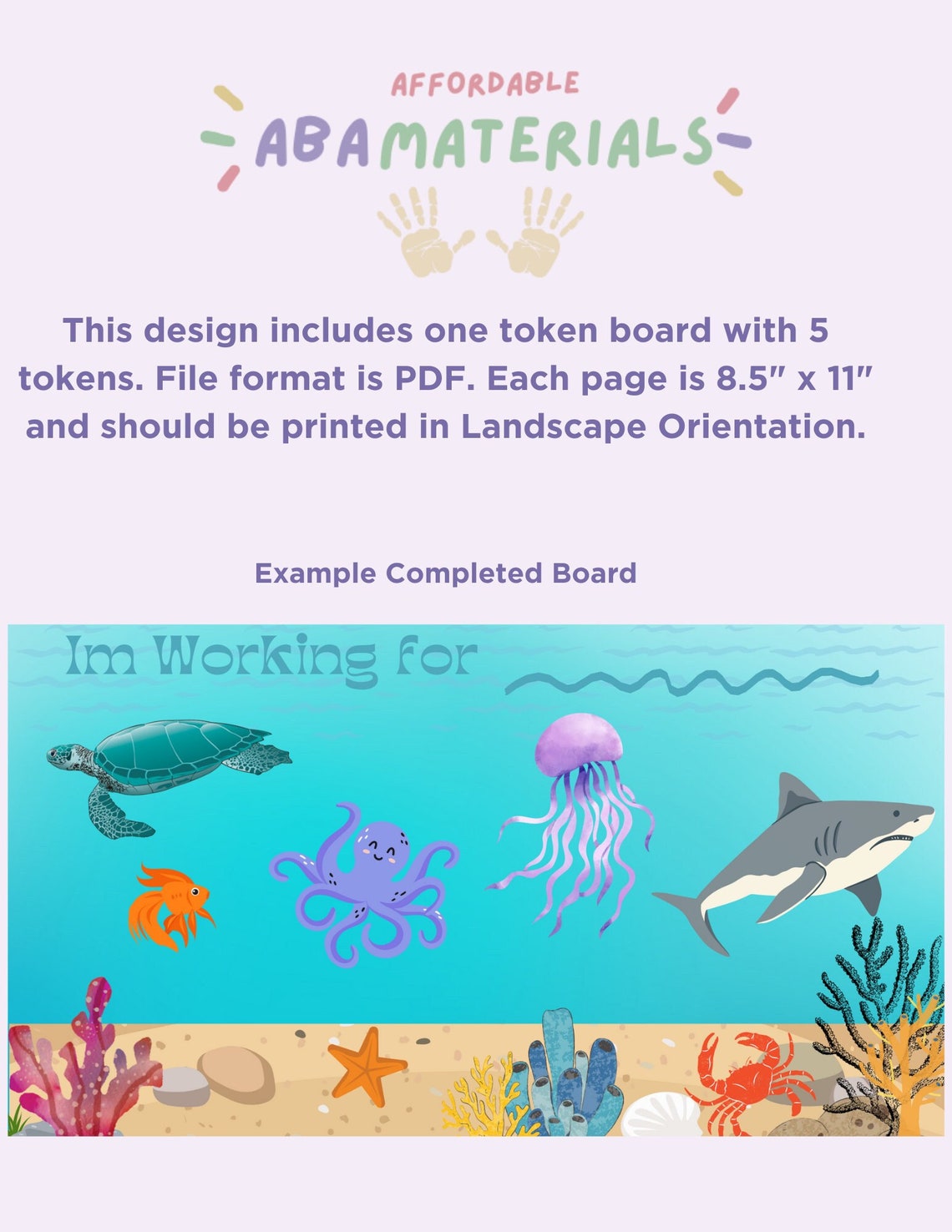 Ocean Themed Token Board, Token Economy Token System Reward Board ...