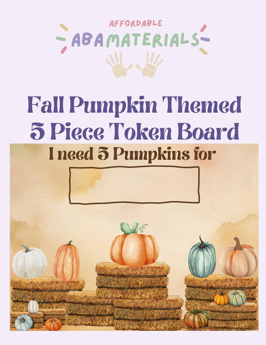 Fall Themed Pumpkin Token Board- 5 Piece Printable Token Economy System ...