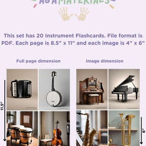 20 Musical Instrument Printable Flashcard Set- Perfect Flashcards for ...
