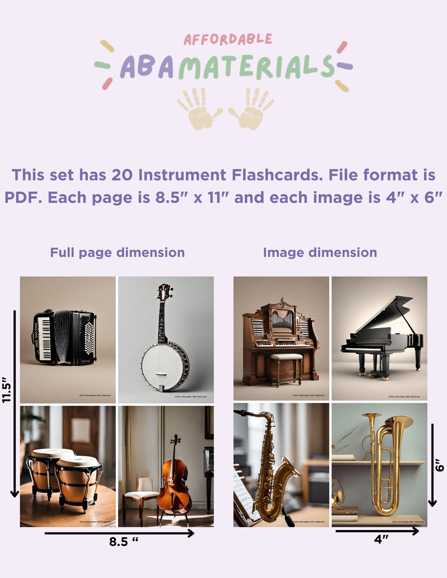 20 Musical Instrument Printable Flashcard Set- Perfect Flashcards for ...