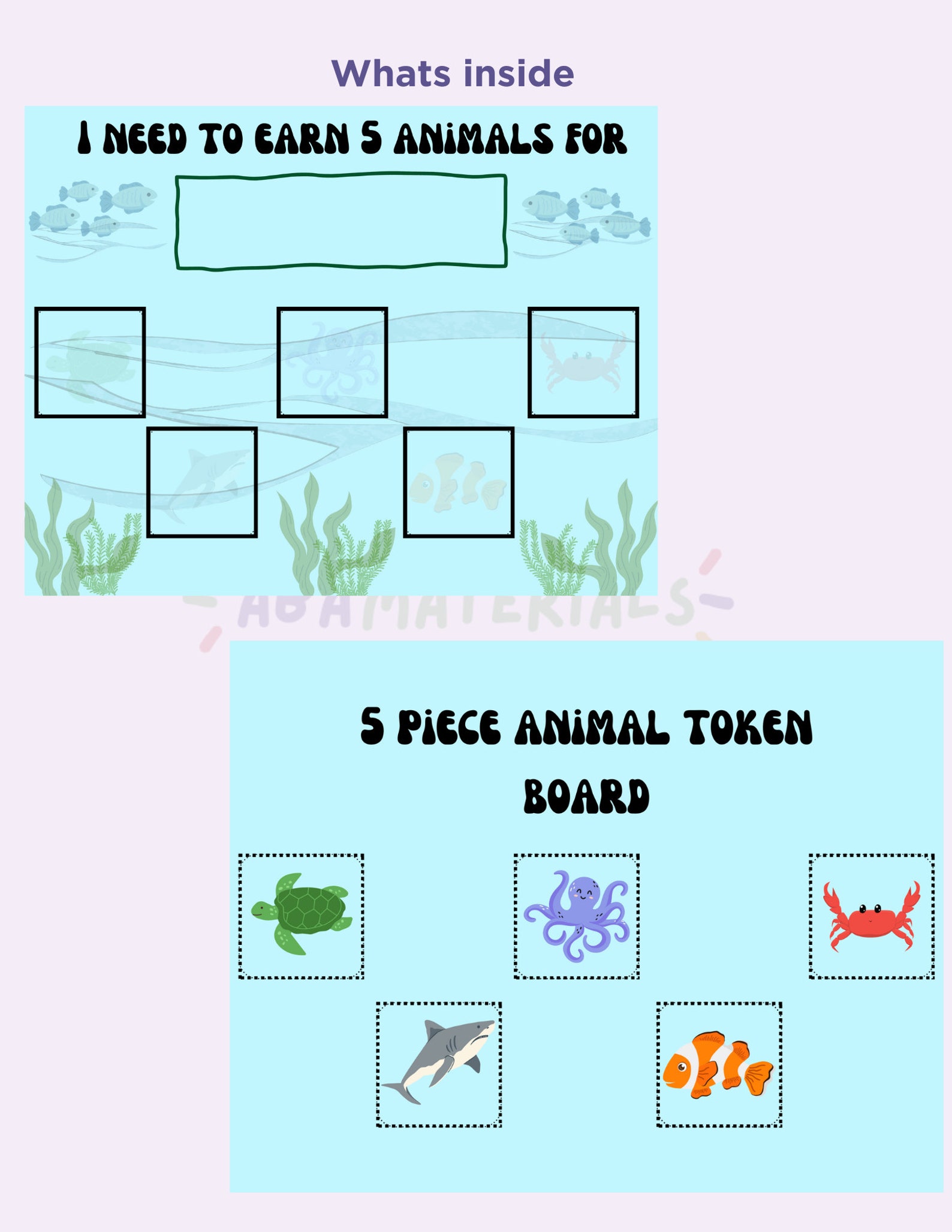 Ocean Animal Themed Token Board - Printable Fun and Functional Behavior ...