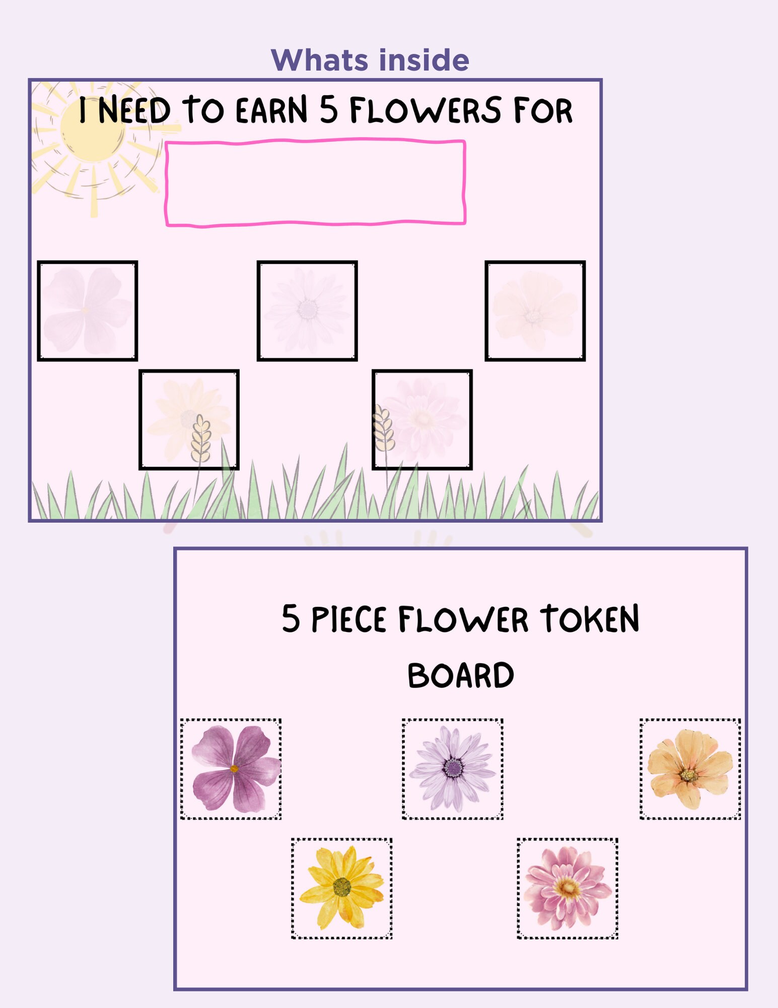 5 Piece Printable Spring Flower Token Board- Cute Reward Chart I'm ...