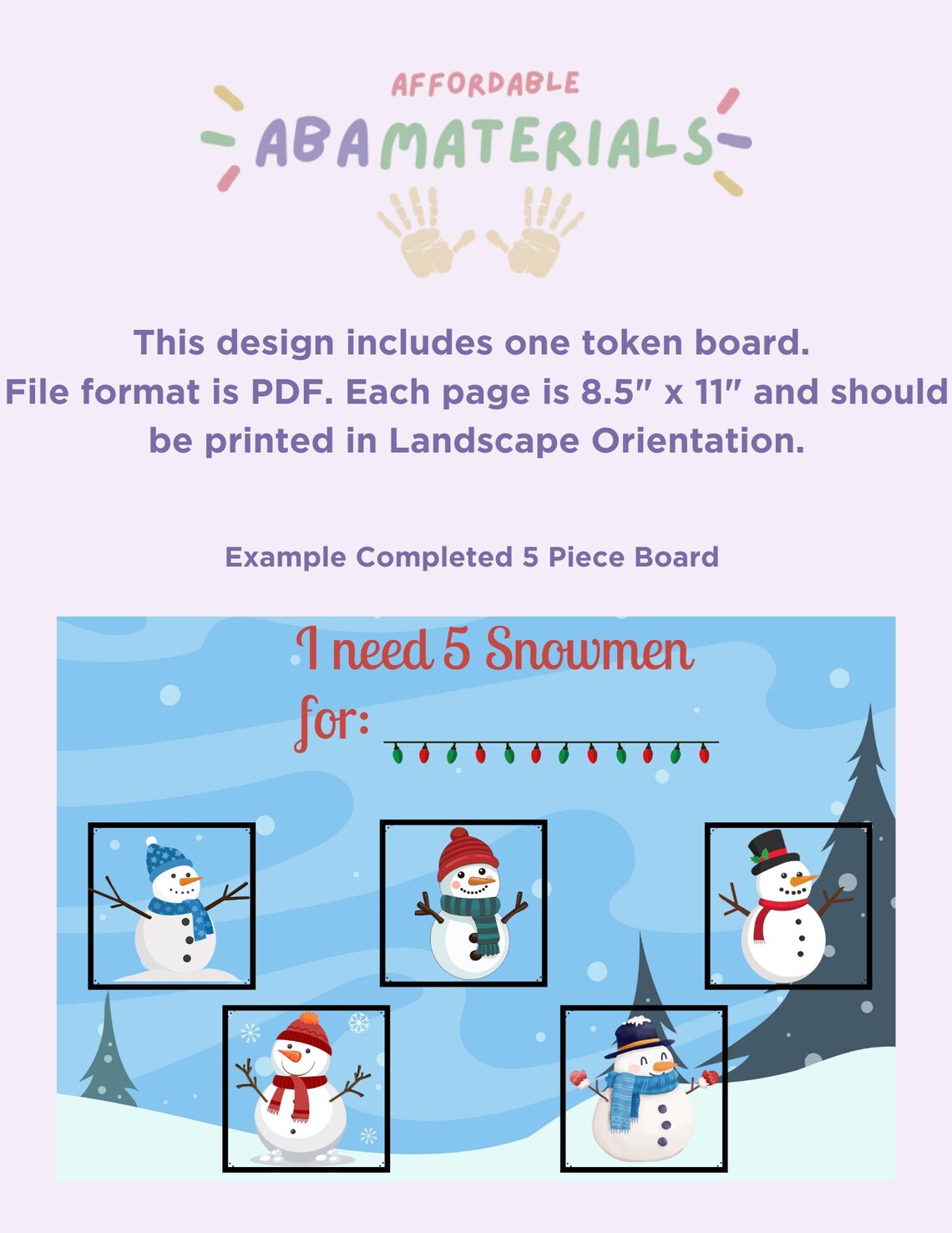 Snowman-themed Printable 5-piece Token Board-festive Print From Home ...