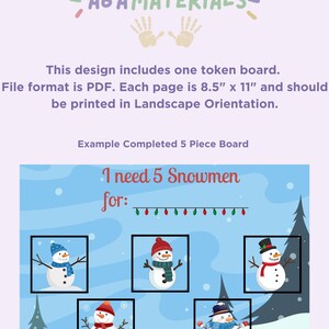 Snowman-themed Printable 5-piece Token Board-festive Print From Home ...