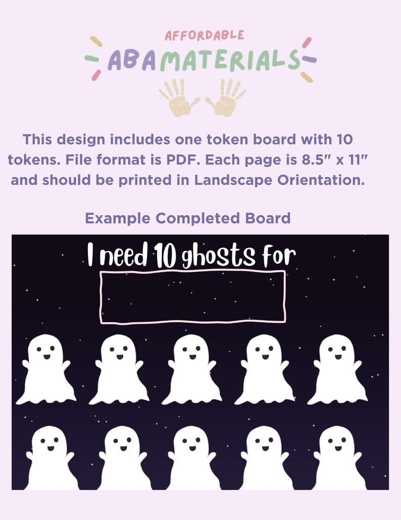 Cute Ghost Printable 10 Pc Token Economy System Halloween Themed PDF ...