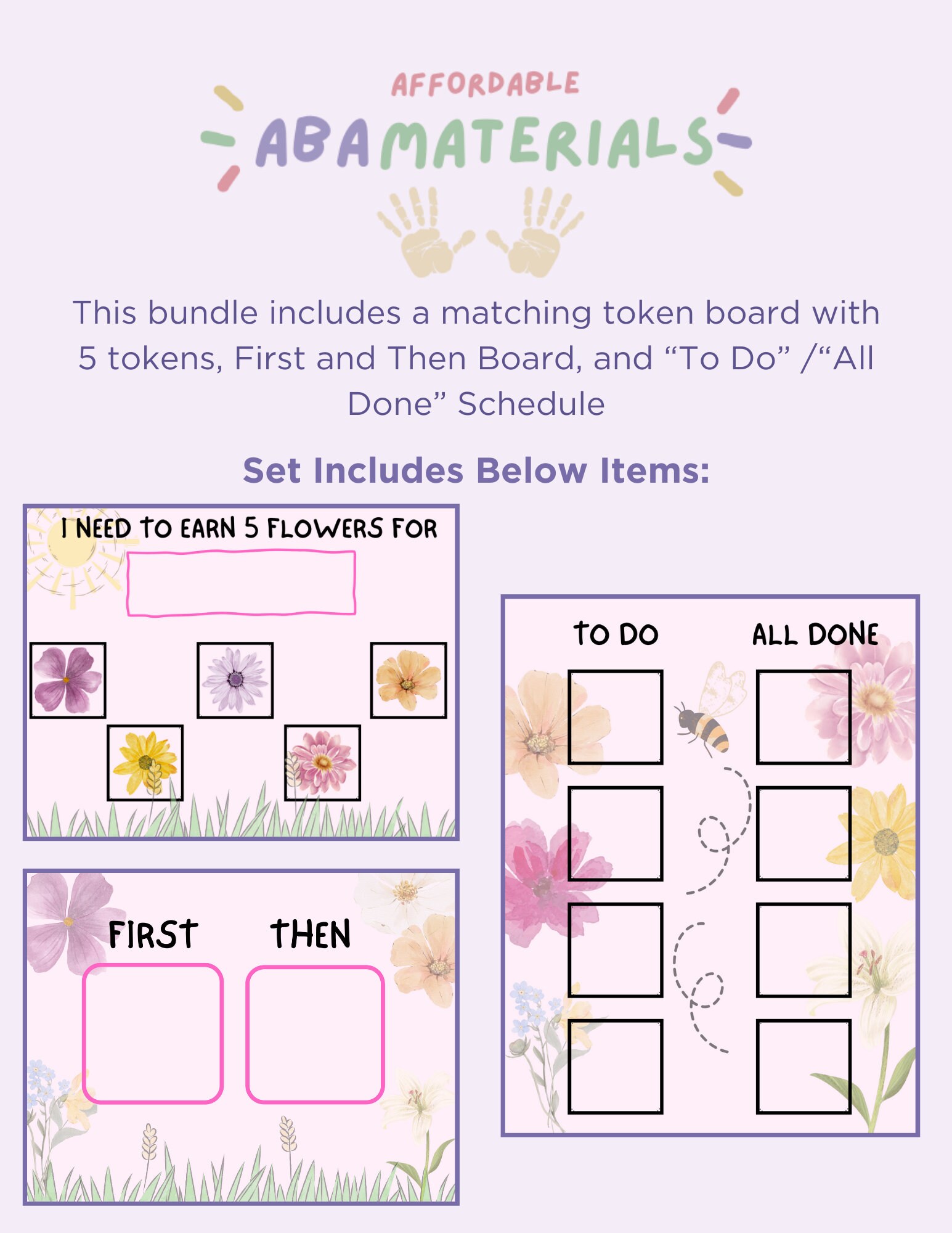 Cute Spring Flower Themed Bundle- Printable 5 Piece Token Economy ...