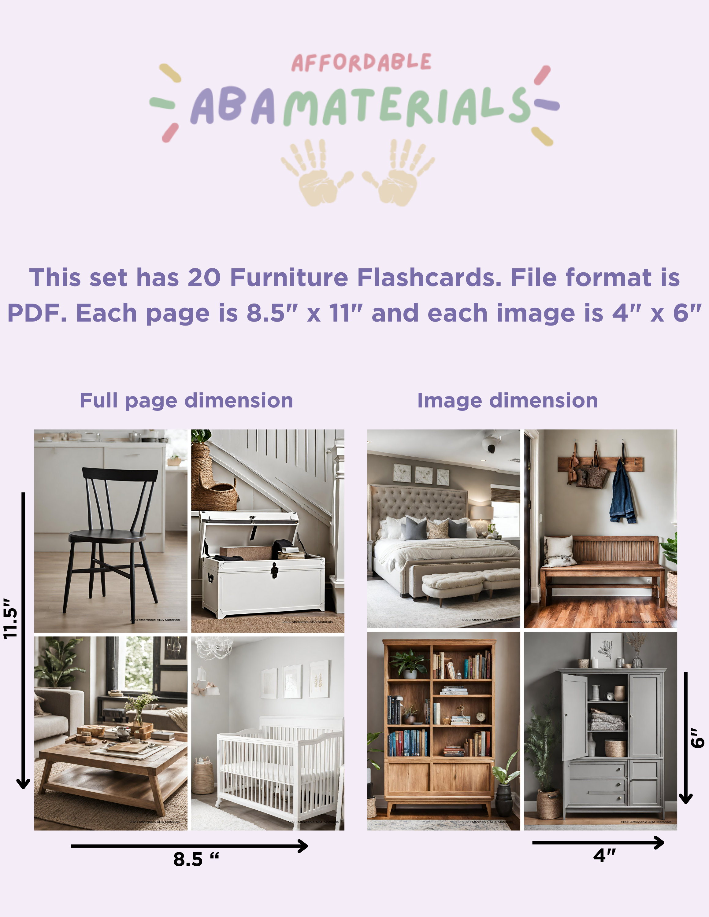Furniture Flashcards - 20 Printable Furniture Flashcards for Kids Flash ...