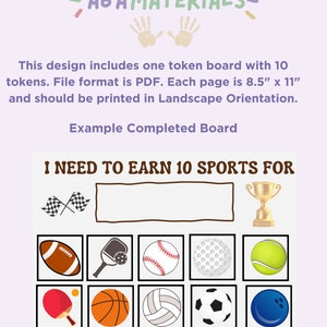 Sports Themed Behavior Reward Chart- Printable Athletic Themed Token ...