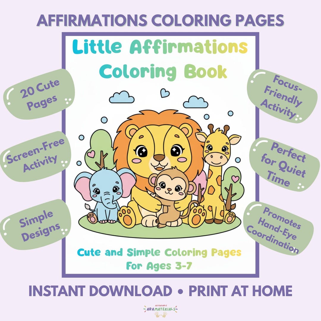 Little Affirmations Coloring Pages | Positive Kids Coloring Book (20 ...