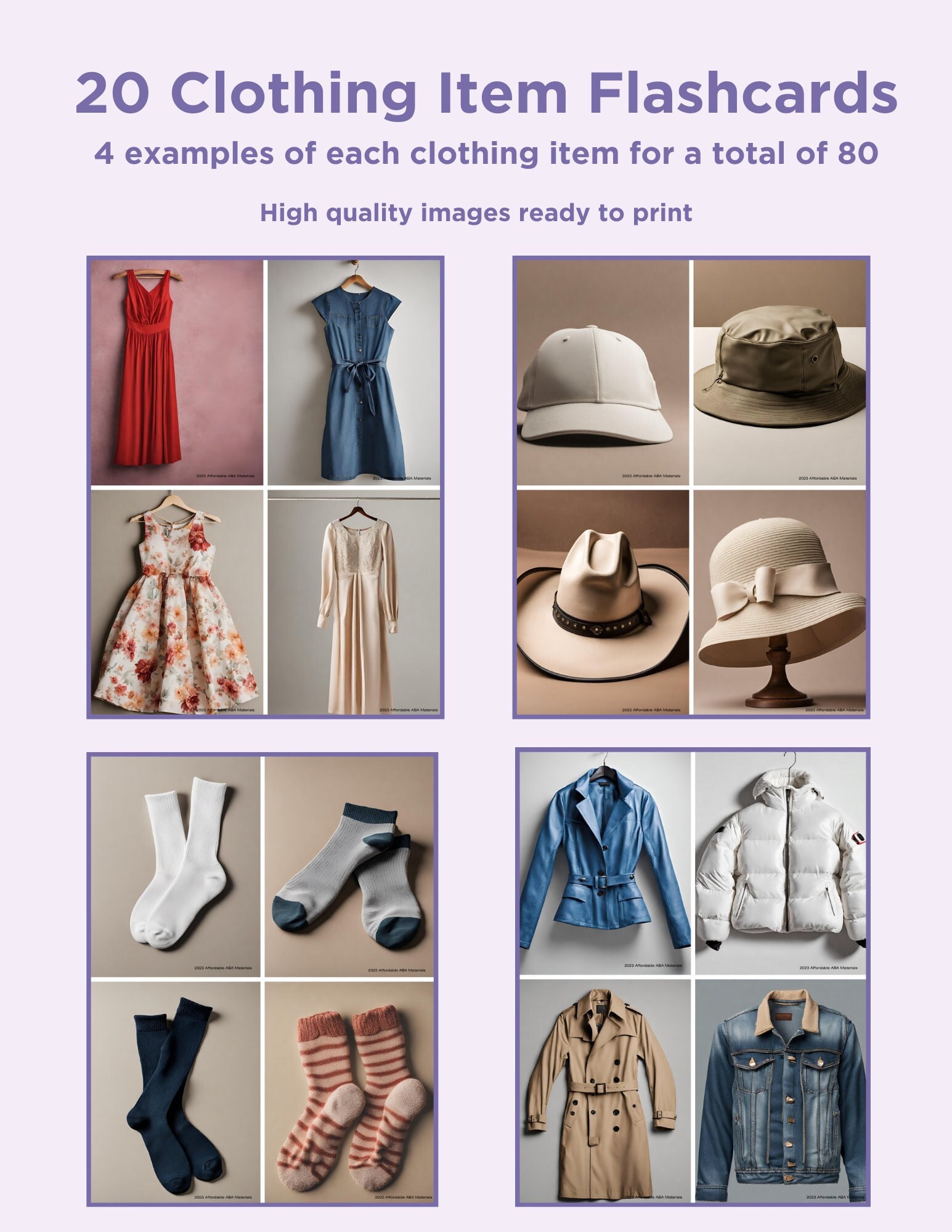 20 Cute Clothes Printable Flashcards - Flashcards for Kids and Teachers ...