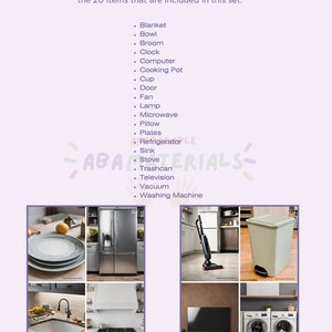 Household Item Printable Flashcards- 20 Children Flashcards, Preschool ...