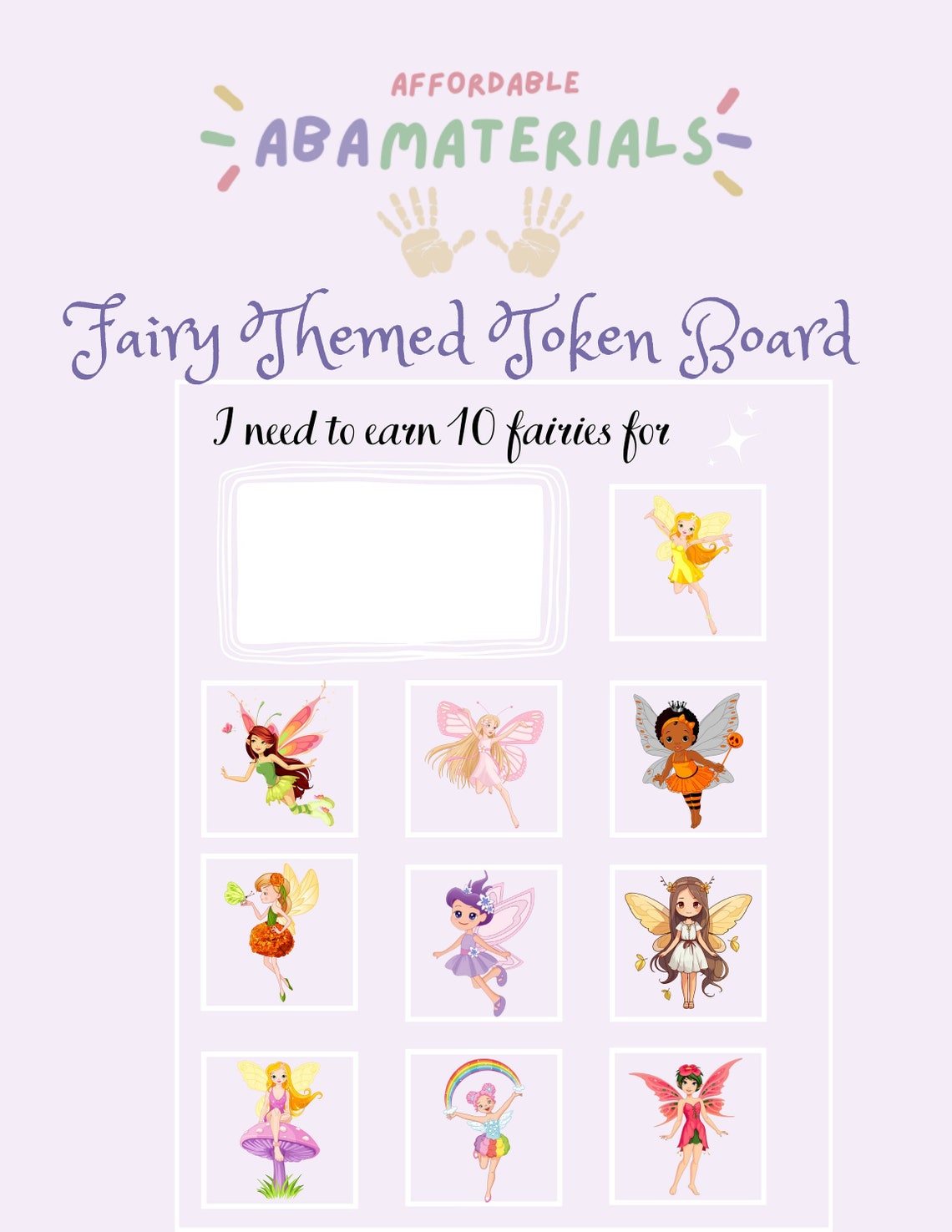 Fairy Themed Token Board, Token Economy Token System Reward Board ...