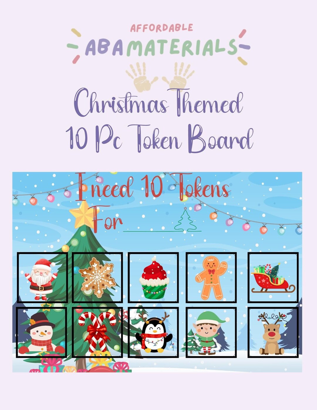 Printable Christmas Token Board - 10-piece Holiday Token Economy System ...