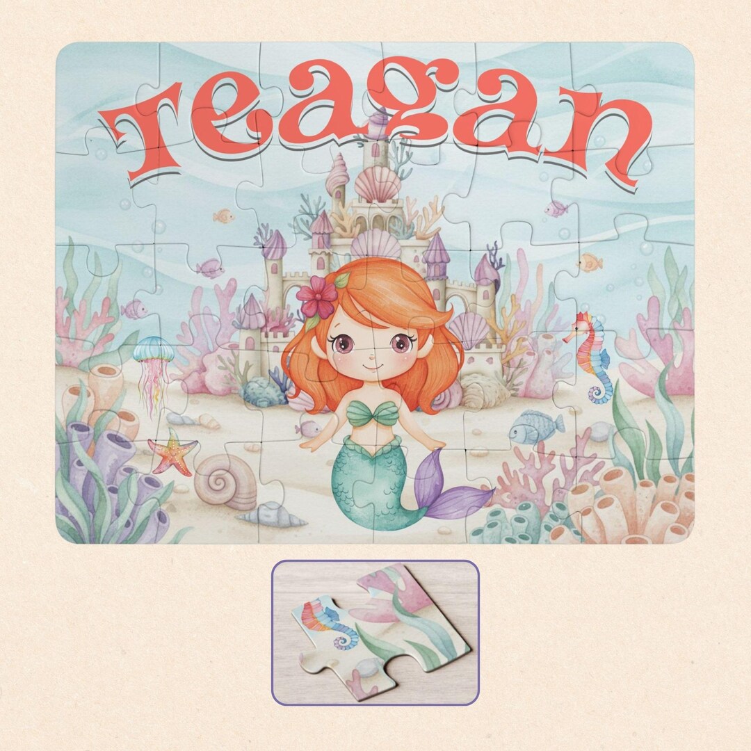 Personalized Mermaid Puzzle for Kids - Custom Name Under the Sea Castle ...