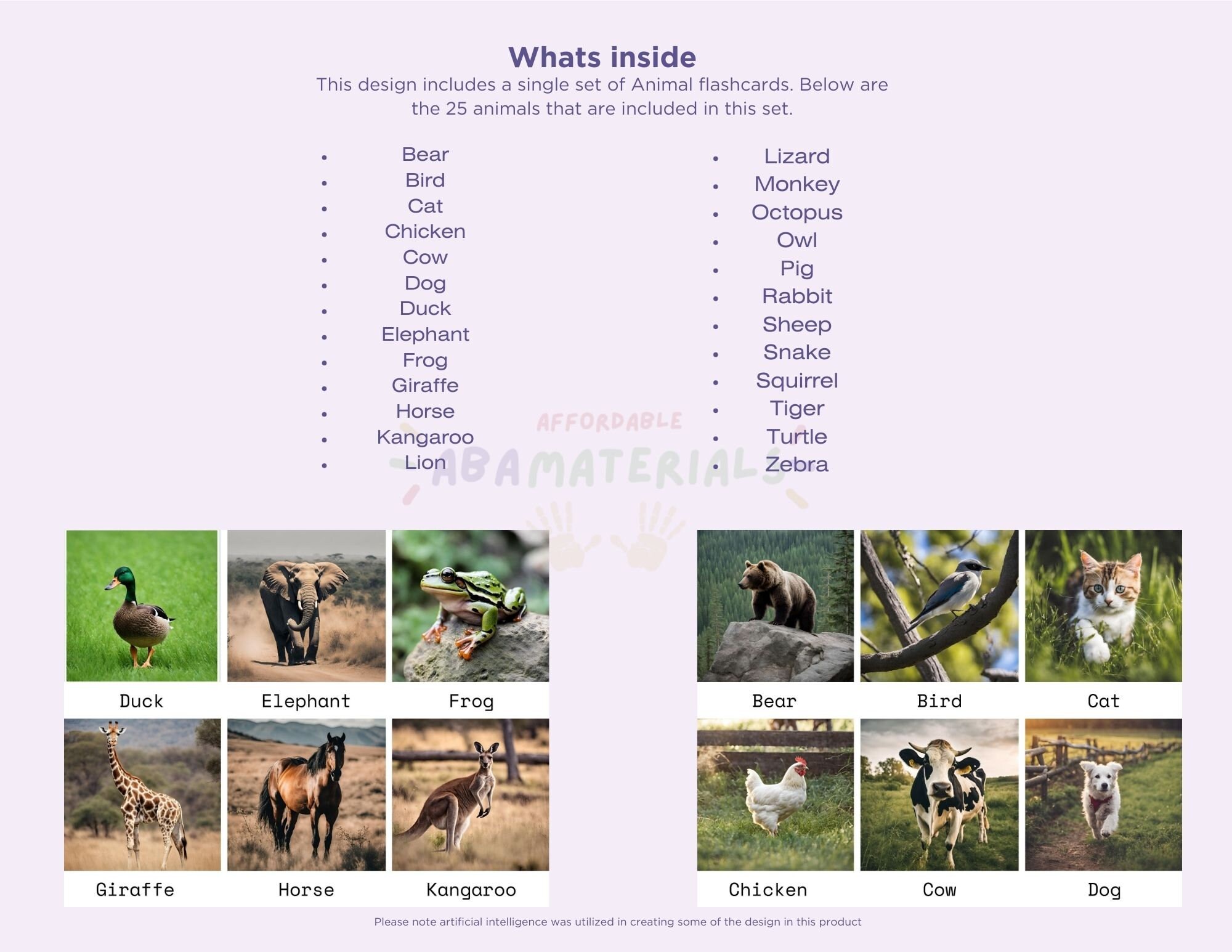 Printable Animal Flash Cards With Real Images and Words-25 Educational ...