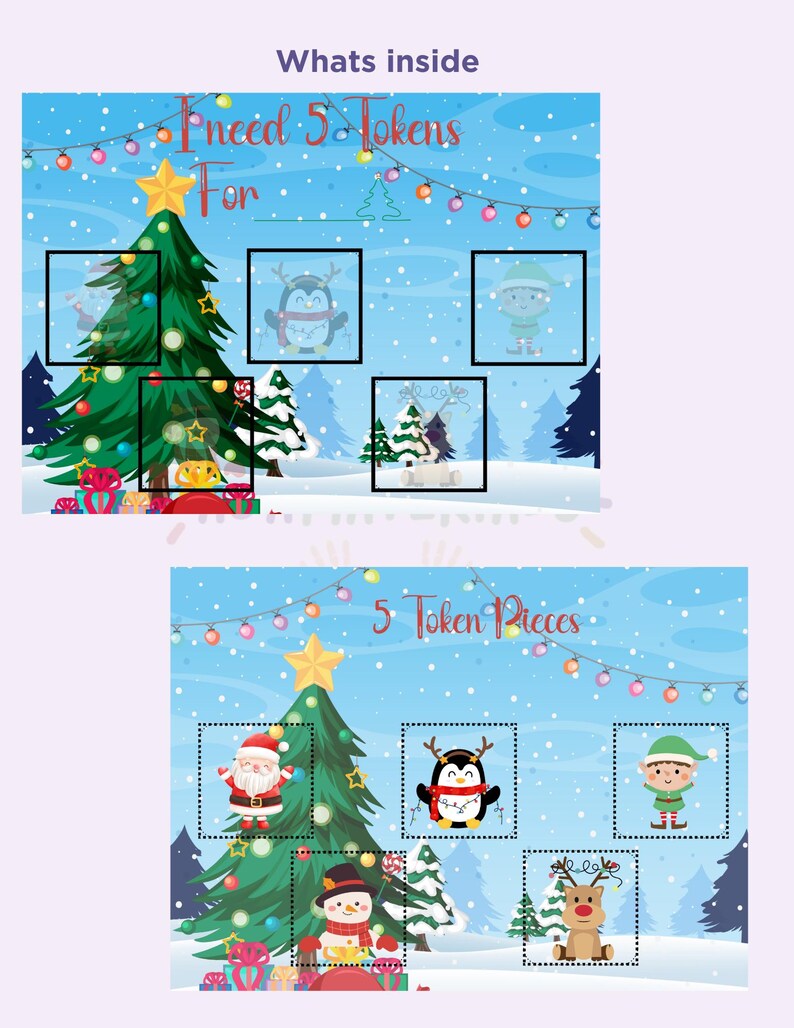 Printable Christmas Themed Token Economy 5 Piece Token Board Holiday ...