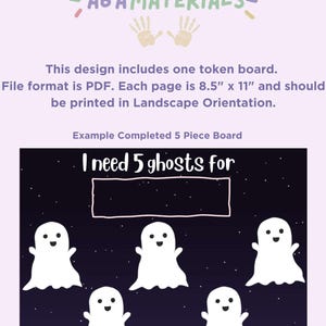 Halloween Ghost Themed Printable Token Board 5 Pieces- Cute Ghost Print ...