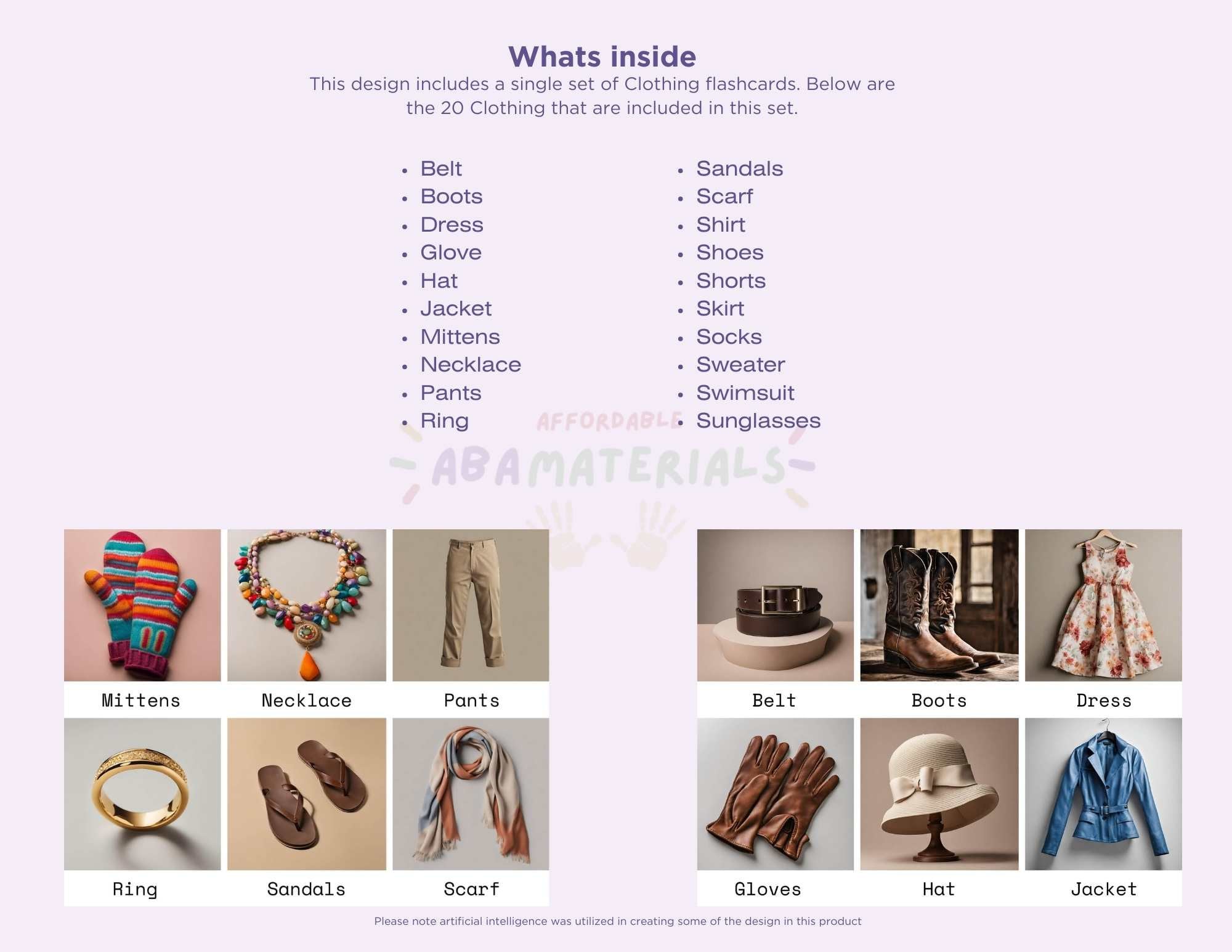 Printable Clothing Vocabulary Cards-things You Wear Flashcards With ...