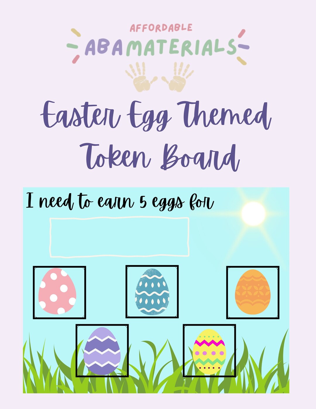 Printable Easter Egg Token Economy System - 5 Piece Token Board Reward ...