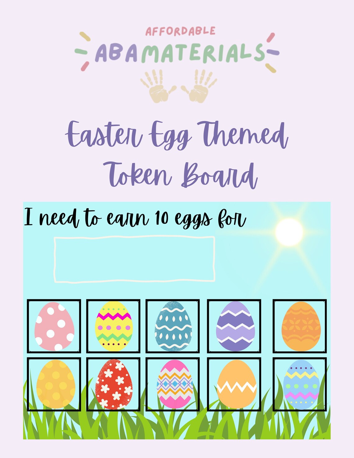 Colorful Easter Egg 10 Piece Print at Home Token Board for Behavior ...