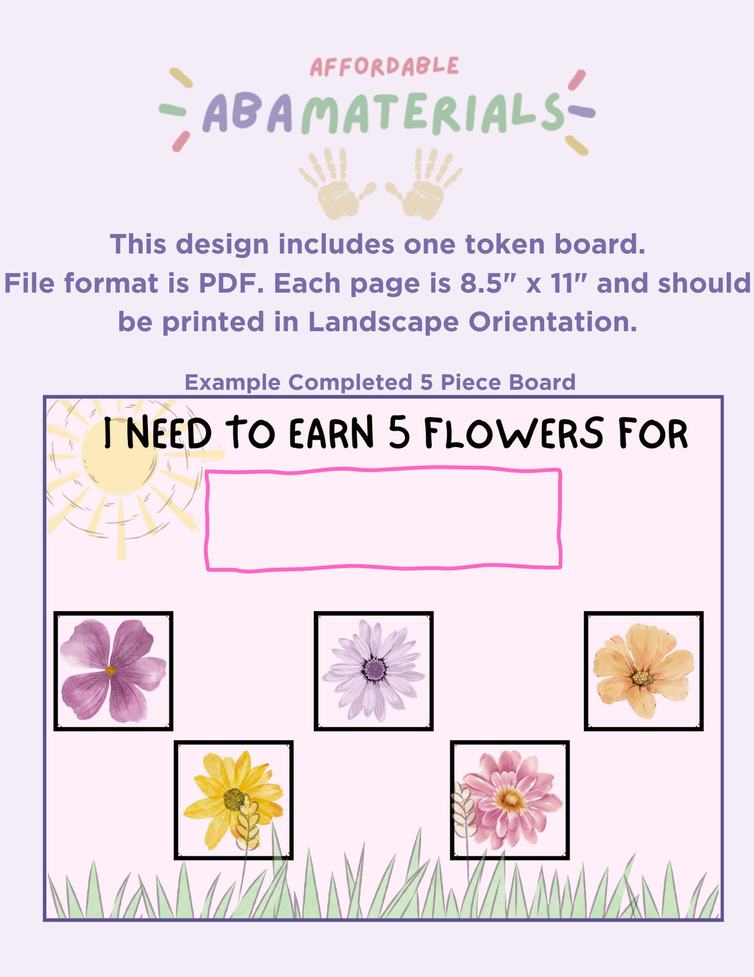5 Piece Printable Spring Flower Token Board- Cute Reward Chart I'm ...