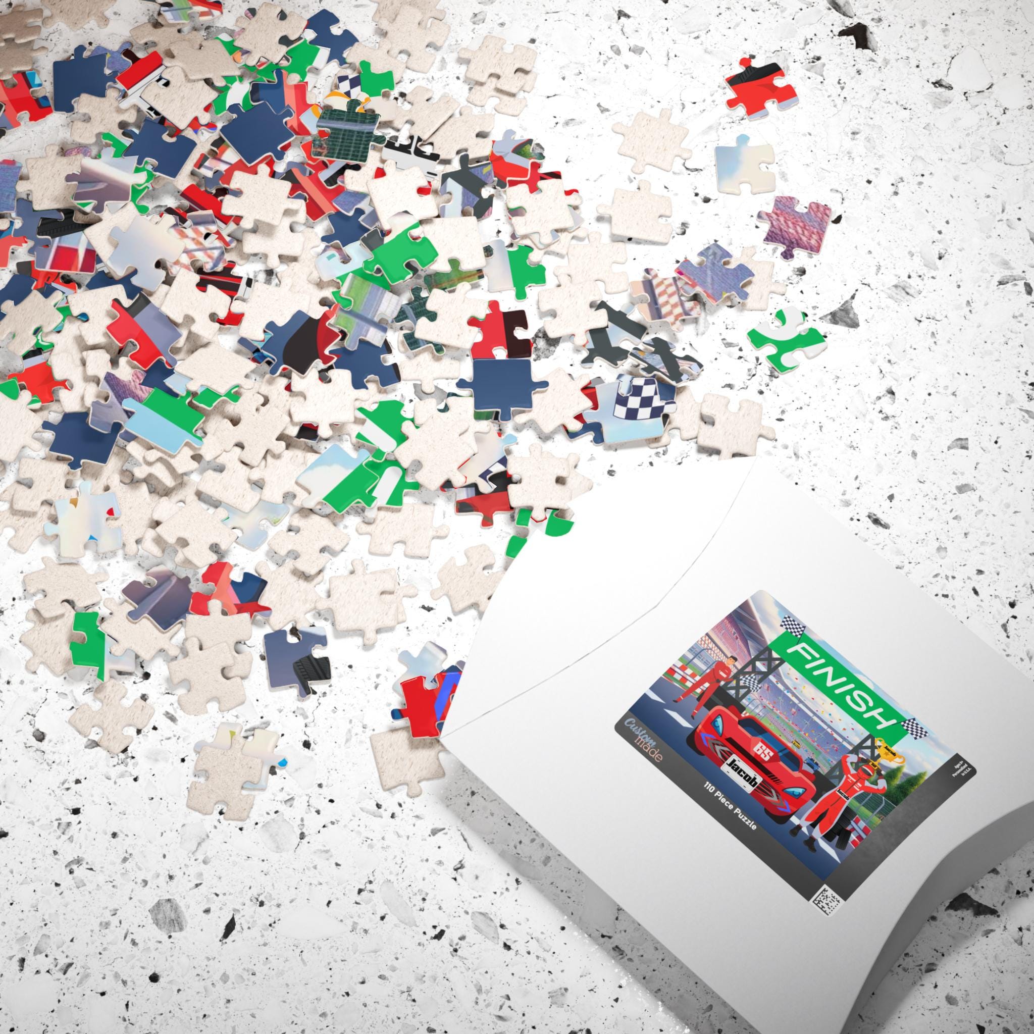 Personalized Racecar Speedway Puzzle - 110-piece Custom Name Kids ...