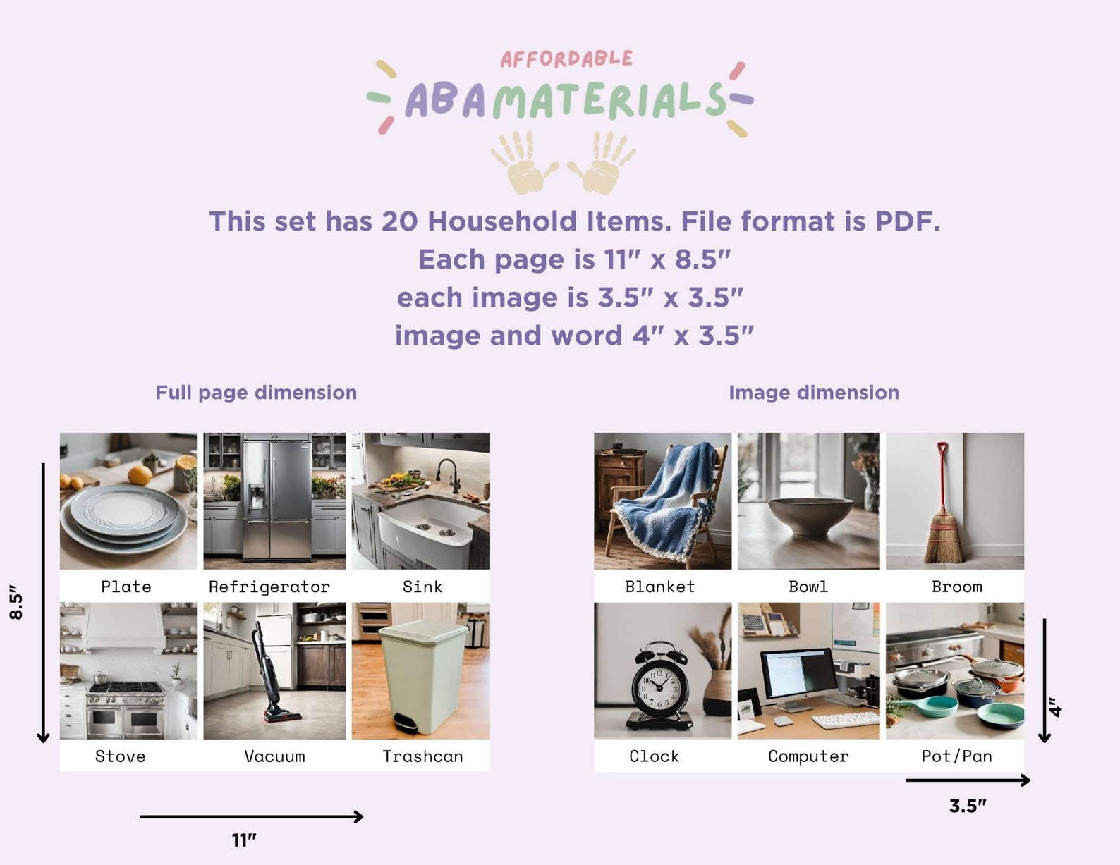Household Item Printable Flash Cards-20 Real Images of Household Items ...