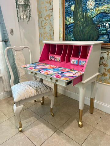 Stunning Cream Secretary Desk With Matching Chair - Entryway Statement ...