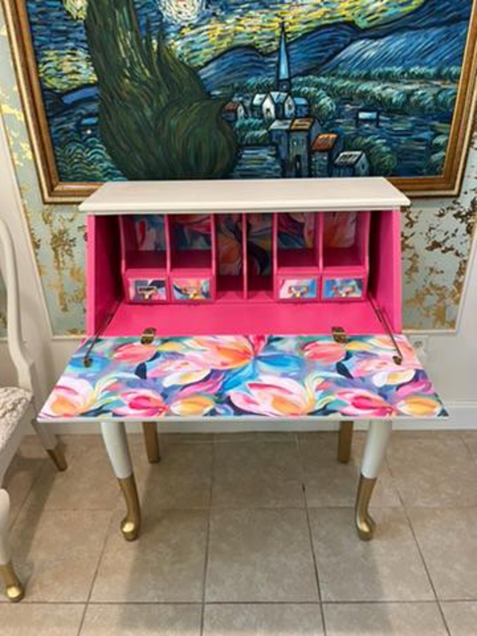 Stunning Cream Secretary Desk With Matching Chair - Entryway Statement ...