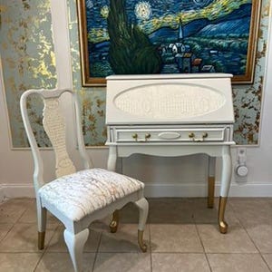 Stunning Cream Secretary Desk With Matching Chair - Entryway Statement ...