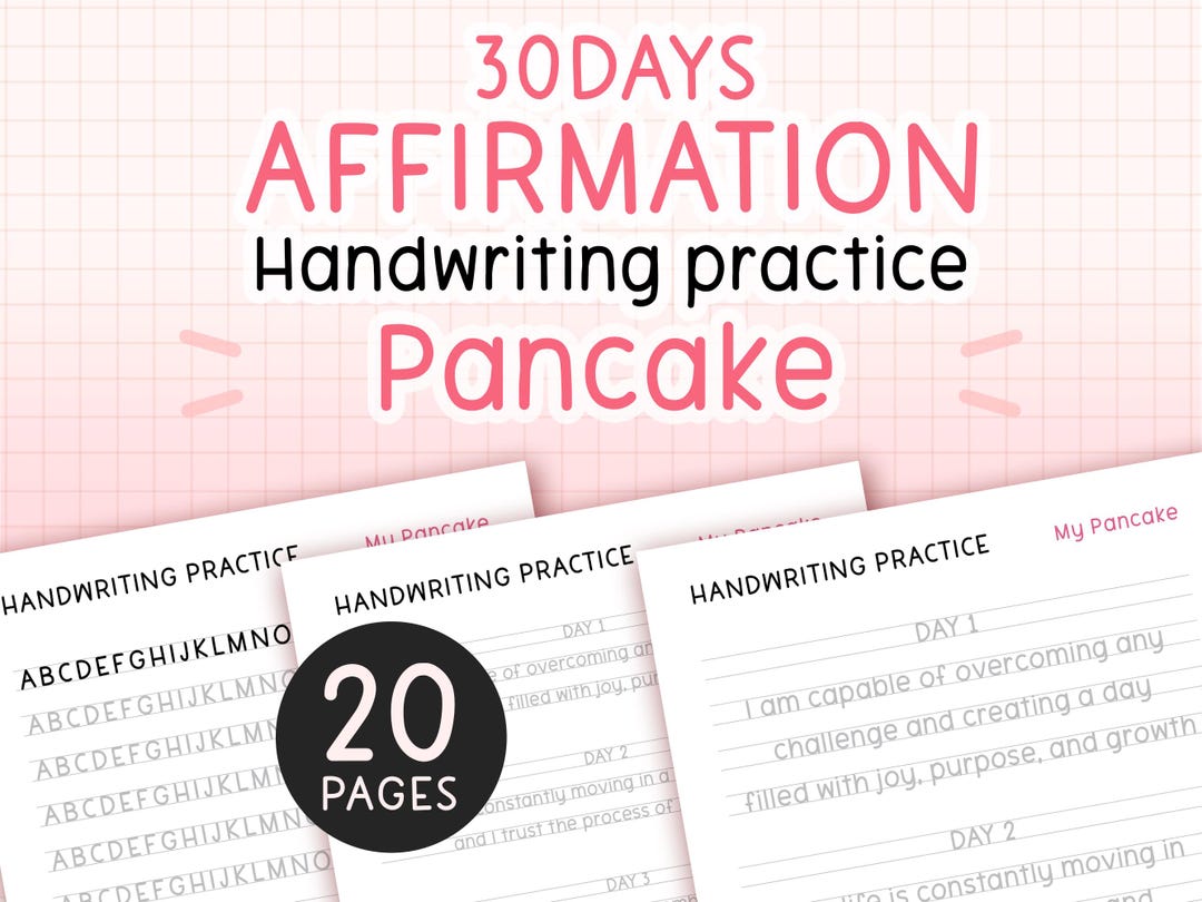 30 Days Affirmation Handwriting Practice Sheet, Mindful Lettering Neat ...
