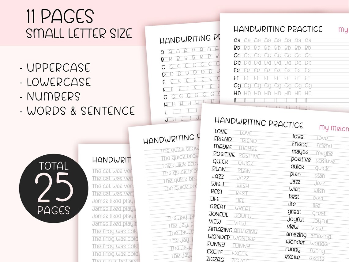 Cute Handwriting Practice Sheet, Neat Handwriting Workbook, Cute Hand ...