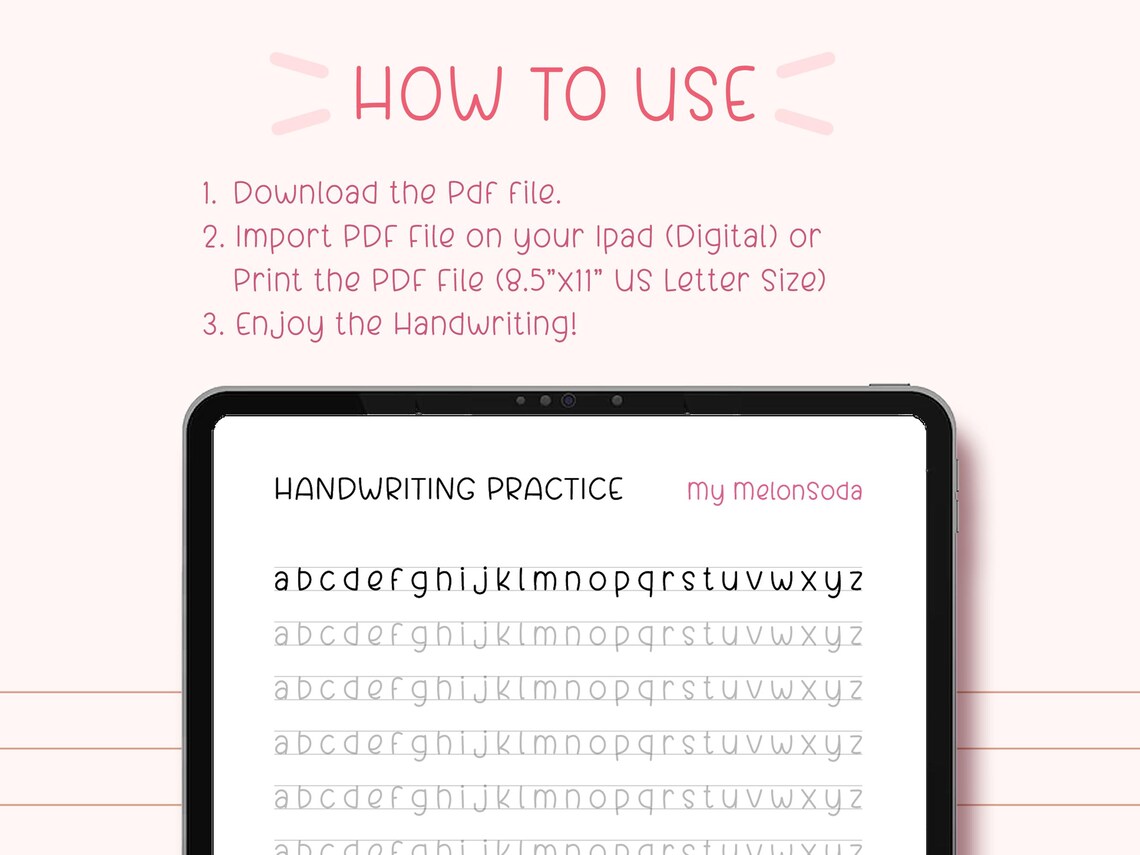 Cute Handwriting Practice Sheet, Neat Handwriting Workbook, Cute Hand ...