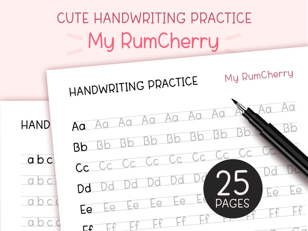 Cute Handwriting Practice Sheet, Neat Handwriting Workbook, Cute Hand ...