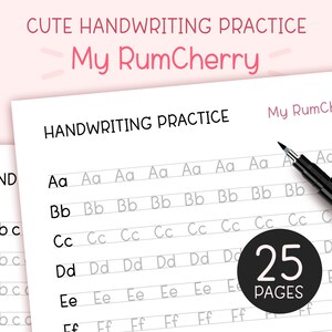 Cute Handwriting Practice Sheet, Neat Handwriting Workbook, Cute Hand ...
