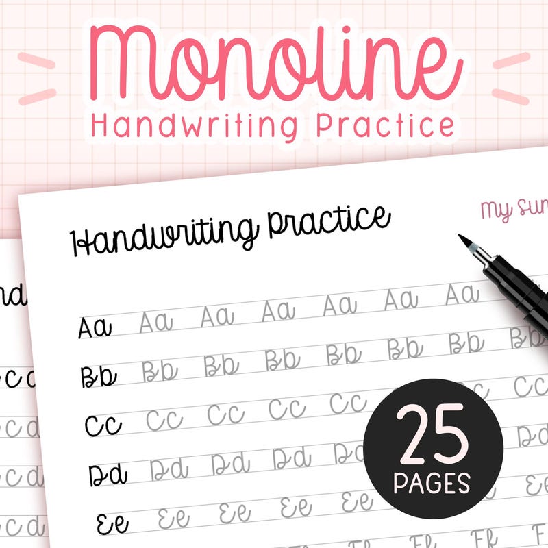 Monoline Practice Sheet - Etsy