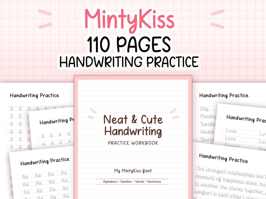 110 Pages Cute Handwriting Practice Sheet, Neat Handwriting Workbook ...